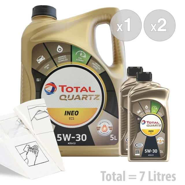 CAR ENGINE OIL Service Kit / Pack 7 LITRES Total Quartz Ineo ECS 5w-30 ...