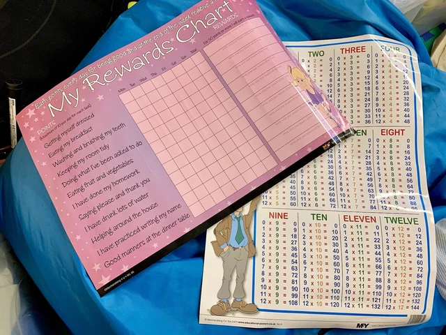 TIMES TABLES WALL Chart -A2 also MY REWARDS CHARTS £5.00 - PicClick UK