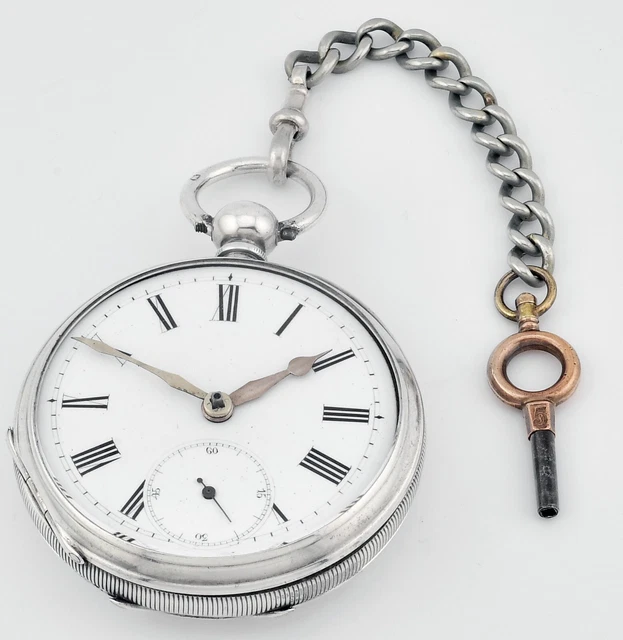 ANTIQUE SWISS FINE Silver Mens Pocket Watch - Key Wind - English Lever ...