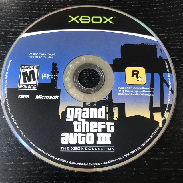 GRAND THEFT AUTO III 3 (Microsoft Xbox, 2003) DISQUE DE JEU SEULEMENT ...