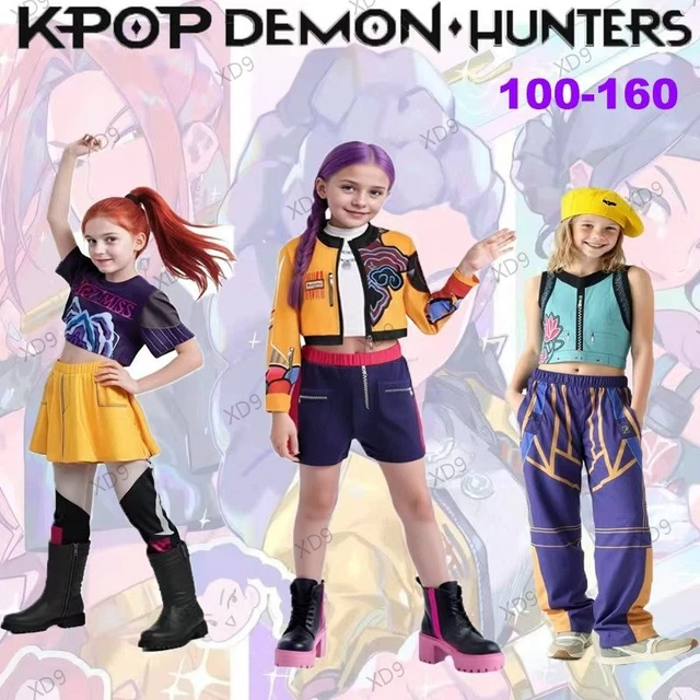 KIDS GIRLS K-POP Demon Hunters Rumi Mira Zoey Cosplay Costume Fancy Dress Set# £13.99 - PicClick UK