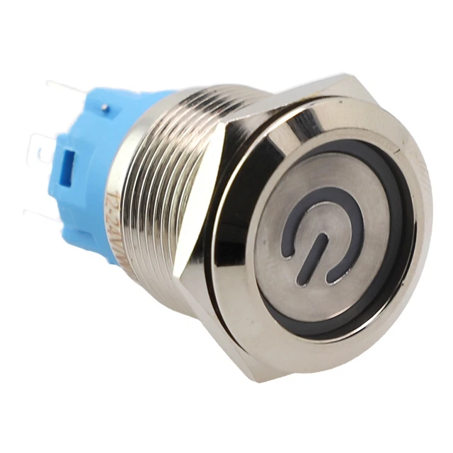 IP66 RATED METAL Push Button Switch 19mm Self Reset 12 24V with LED ...