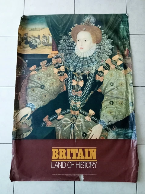 AFFICHE ORIGINALE BRITAIN Land Of History Portrait De Queen Elisabeth ...