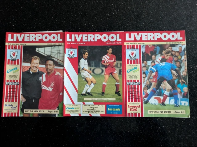 LIVERPOOL FC FOOTBALL Programmes, Anfield Review Vintage 1991/92 Bundle ...