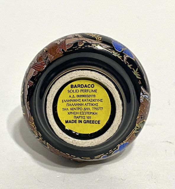 VINTAGE BARDACO SOLID Perfume In Blue Ceramic Jar With Men Women Harps ...