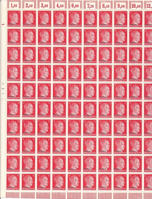 STAMP GERMANY UKRAINE Mi 20 Sheet 1941 WWII AH Hitler Occupation ...