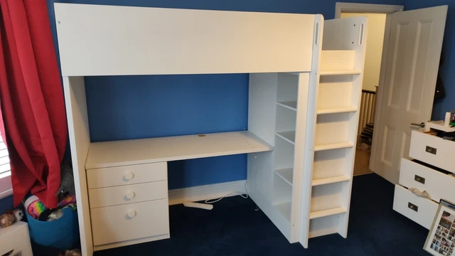 IKEA HIGH SLEEPER White STUVA Loft Bed With Desk And Storage £150.00 - PicClick UK