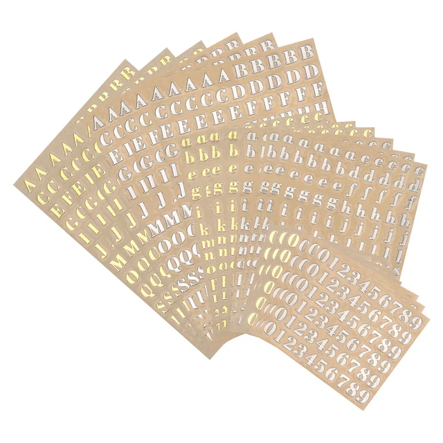 ALPHABET LETTER NUMBER Sticker 18 Sheets Mini Resin Stickers Glitter ...