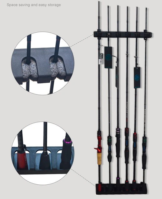 6 FISHING ROD Holder Pole Rack Horizontal Boat Fishing Wall Mount Stand ...