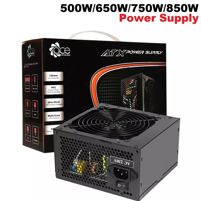 ACE BLACK PSU 500W/650W/750W/850W Power Supply Desktop PC ATX 120mm Fan Lot $42.36 - PicClick CA