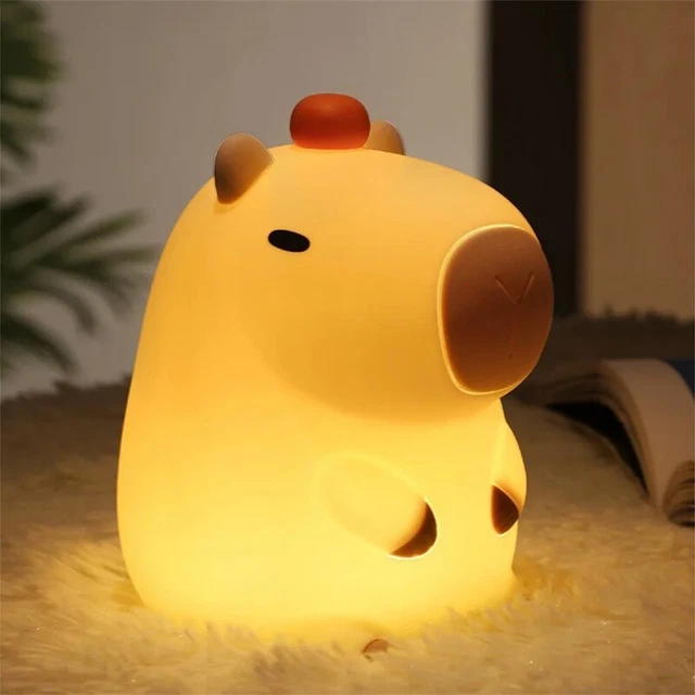 CUTE CAPYBARA NIGHT Light Squishy Animal Silicone LED Night Lamp Touch ...