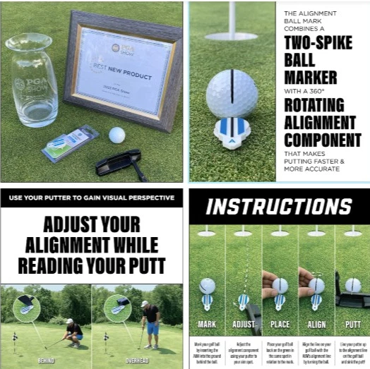 BEST GOLF BALL Marker-IMPROVE YOUR Putting/Handicap-Ball Alignment ...
