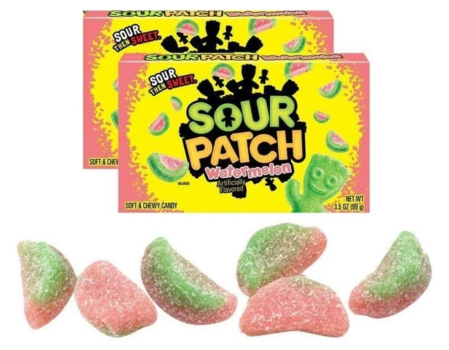 2X SOUR PATCH Watermelon Flavored Theatre Box Soft & Chewy Candy 99g ...