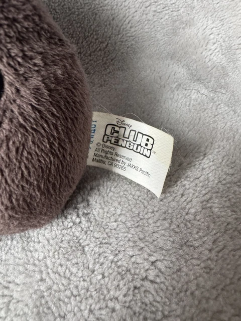 DISNEY CLUB PENGUIN Black Smiley Spikey Hair Puffle Retired Soft Plush ...