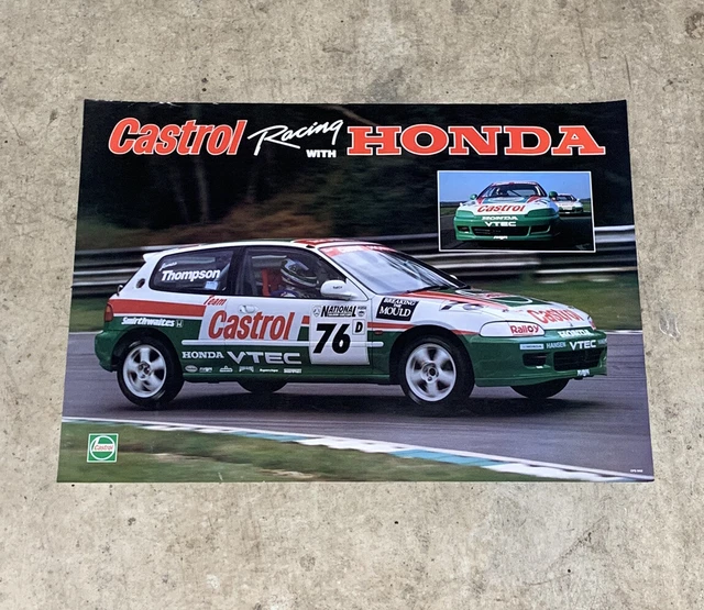 ORIGINAL CASTROL RACING honda civic EG Type R poster £10.00 - PicClick UK