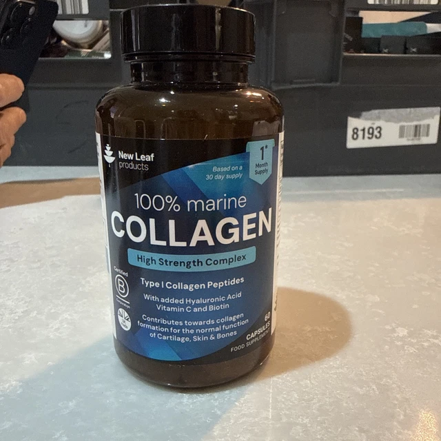 100% MARINE COLLAGEN High Strength Complex New Leaf Products 60 ...
