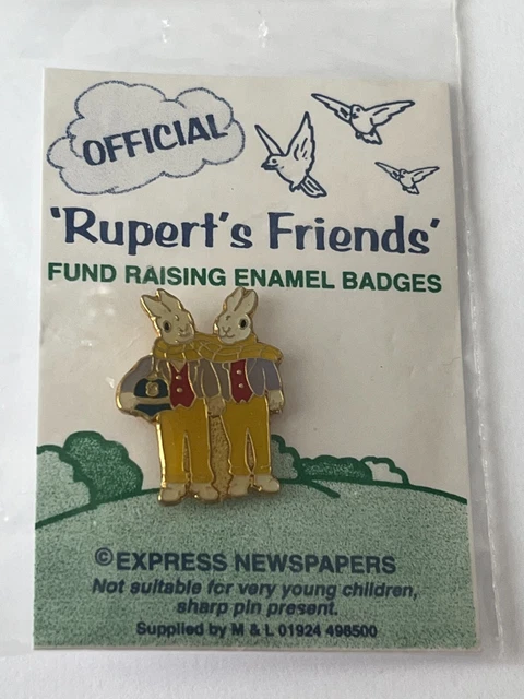 RUPERT BEAR COLLECTABLE Badge * Rupert's Friends Reggie & Rex * fund ...
