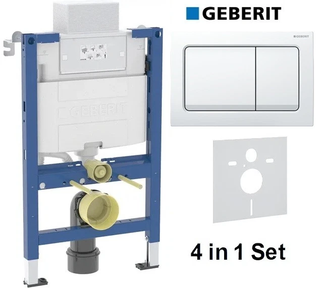GEBERIT DUOFIX ALPHA Wc Frame 820mm White Plate Concealed Cistern ...