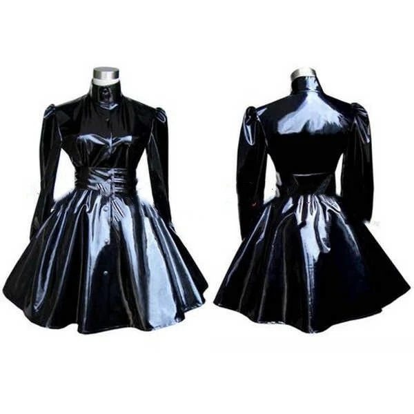 SISSY MAID GOTHIC Lolita Punk Black Pvc Dress Cosplay Costume £47.20 ...