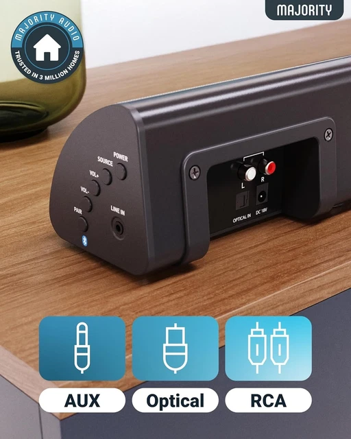 MAJORITY BLUETOOTH SOUND BAR for TV | Built-in Subwoofer | 120 Watts £ ...