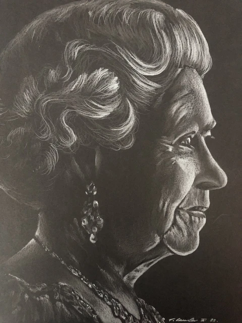 QUEEN ELIZABETH II Original Pencil Drawing . Fan-Art . The Queen $95.05 ...