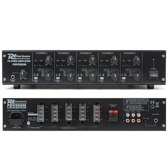 5 ZONE MATRIX Amplifier 100v Line / 8 Ohms 5x50w PA Paging Background ...