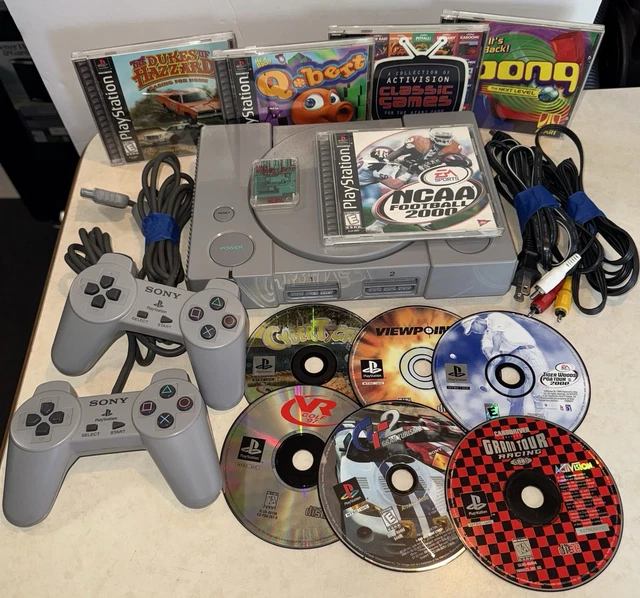 SONY PLAYSTATION 1 PS1 Console Bundle SCPH-9001 W/10 Games 2 Cont. Mem ...