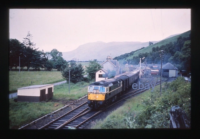 35MM SLIDE - Class 26 departs Garve, Scotland w/ down eve passenger for ...