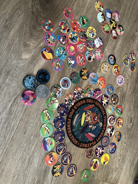 GENUINE 90S POGS, Tazos, Skips Milk-Caps, Slammers and Pog Mat Job Lot ...