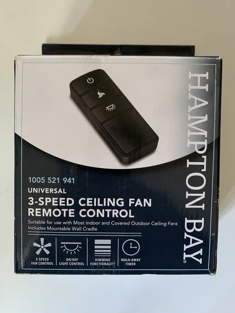 HAMPTON BAY UNIVERSAL 3-speed Ceiling Fan Remote Control & Receiver ...