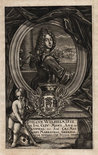 MAGDALENA SIBYLLA V. Sachsen- Weißenfels Wappen Portrait Kupferstich ...