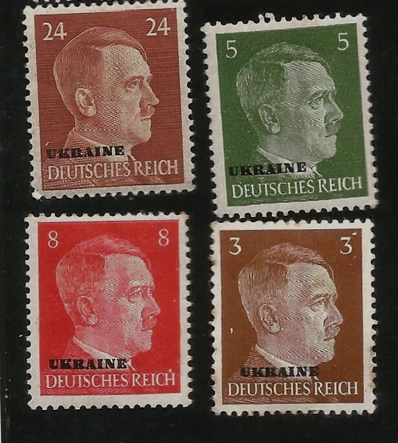 1942 WWII NAZI Germany Occupation of Ukraine Four Hitler Head ...