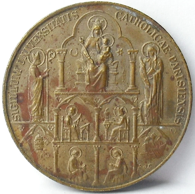 MÉDAILLE SIGILLUM UNIVERSITÉ catholique de Paris c1920 AJ Corbierre ...