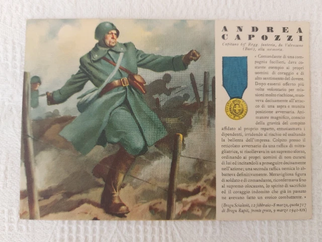 CARTOLINA MILITARE SECONDA Guerra Andrea Capozzi Le Medaglie d'Oro nn ...