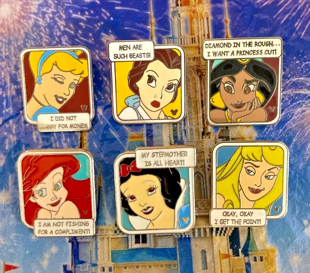 👑 COMPLETE SET of 6 Disney Princess Comic Strip Pins - Hidden Mickey ...