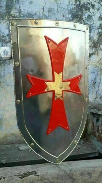 MEDIEVAL HEAVY RED Cross Knight Shield Battle Armor Medieval 24 inch ...