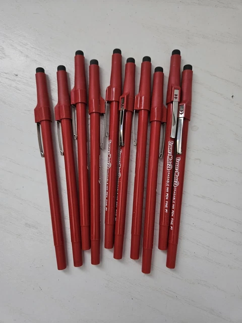 VINTAGE ERASER MATE Pens Eraseable Ink Fine Point Red 397-01 Open Box ...