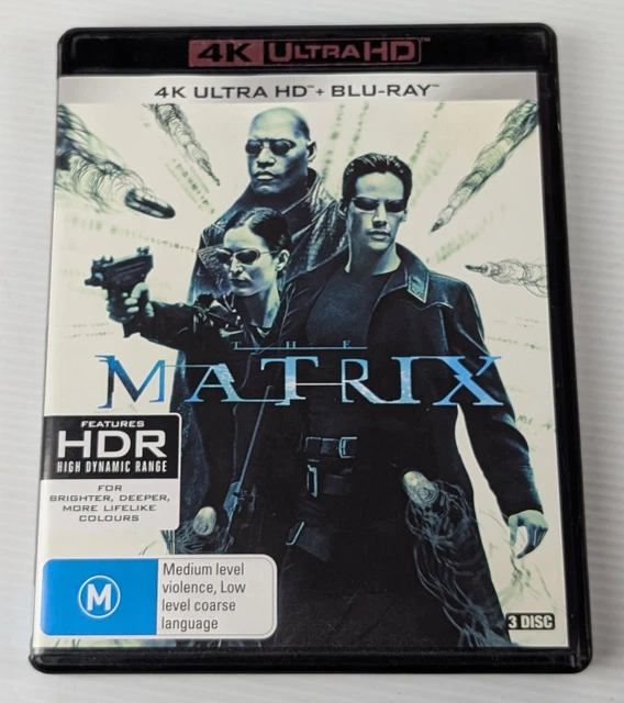 THE MATRIX 4K Ultra HD & Blu-Ray 1999 3 Disc Set Keanu Reeves Laurence Fishburne $24.95 ...