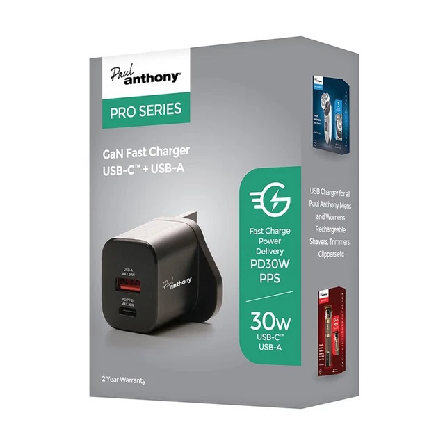 PAUL ANTHONY USB-C Usb-A Gan Pd30W Fast Charger £10.99 - PicClick UK