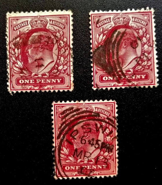 🟪 GREAT BRITAIN - 1902/10 King Edward V11 - One Penny - Sg219 - 3 Used ...