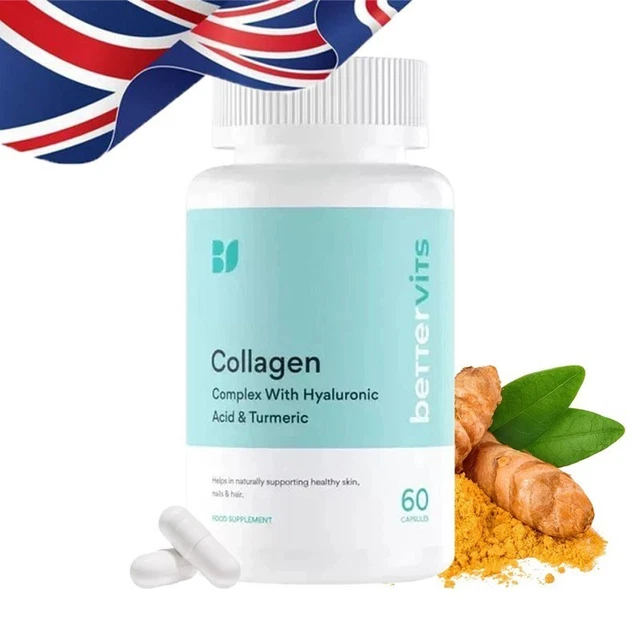 BETTERVITS COLLAGEN COMPLEX Hyaluronic Acid Turmeric 60 capsules £8.59 ...