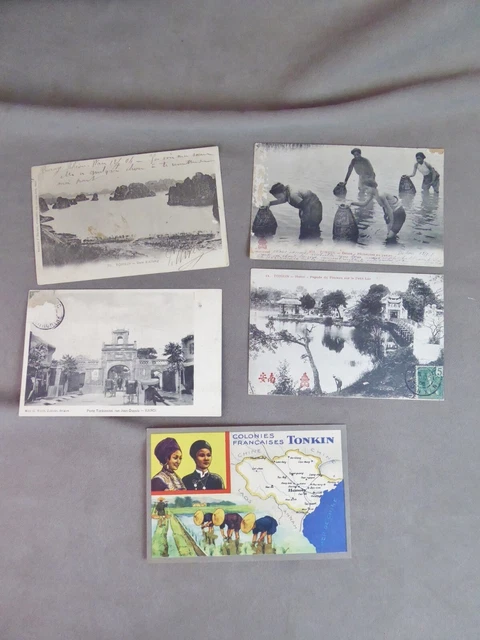 COLLECTION DE 4 CARTES POSTALES ANCIENNES, sur le TONKIN. EUR 9,00 ...