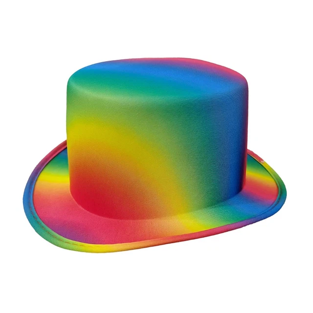 ADULT RAINBOW TOP Hat Dress up Prop for Role Play Fancy Dress Themed ...