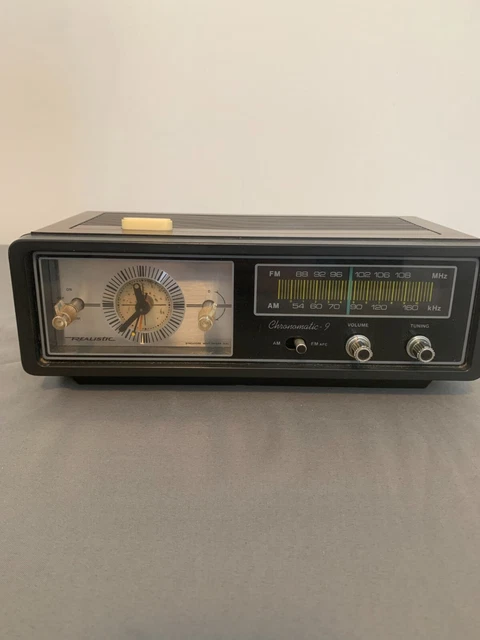 VINTAGE REALISTIC CHRONOMATIC 9 Analog AM/FM Alarm Clock Radio 12-1454 ...