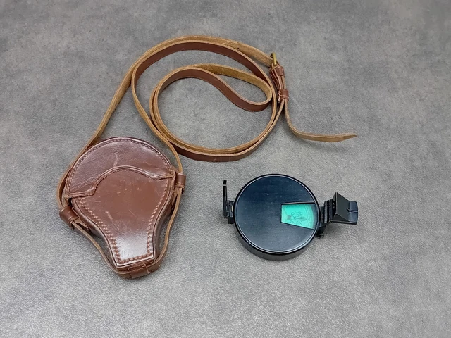 WW1 MILITARY J.HICKS Green Card Prismatic Compass with Original Leather ...