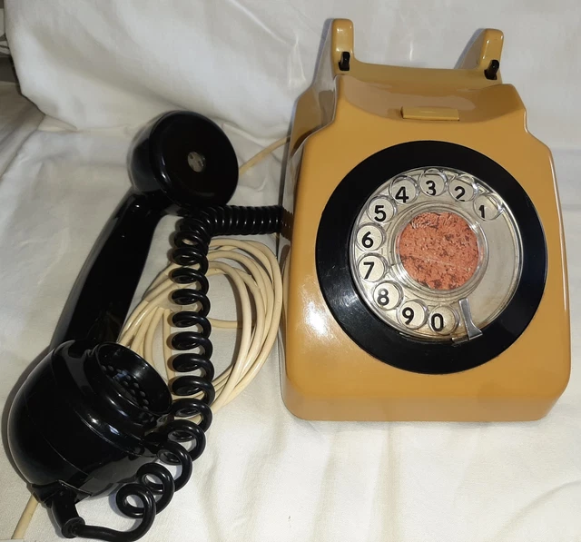 VINTAGE 1974 BT GPO Rotary Dial Telephone 746F EET78/1A Yellow & Black ...