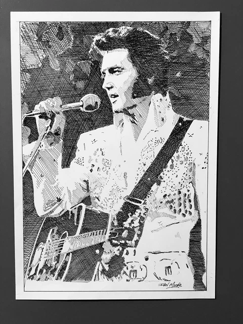 ELVIS PRESLEY ORIGINAL Pen & Ink drawing on Bristol Paper ready for ...