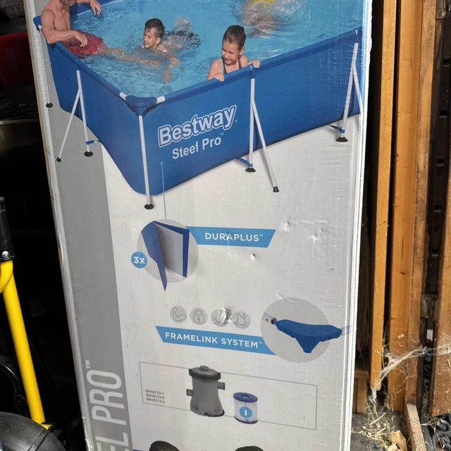 BESTWAY STEEL PRO Frame Pool Set mit Filterpumpe, eckig - 400x211x81cm ...