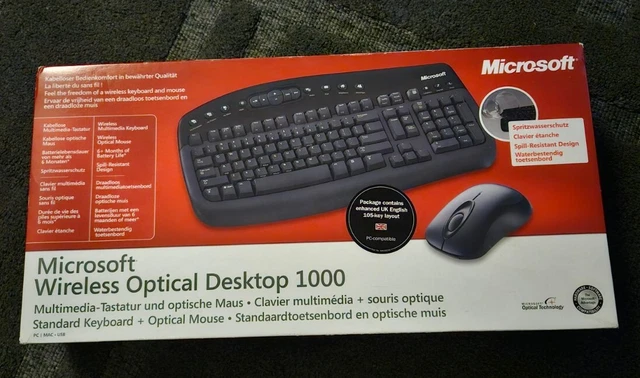 MICROSOFT WIRELESS OPTICAL Desktop 1000 Keyboard and Mouse Set - UK ...