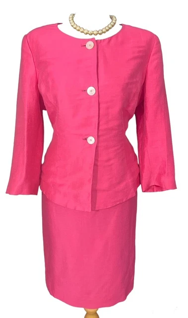 LUIS CIVIT LINEN Blend Cerise/Pink Skirt Jacket Wedding Racing Suit Uk ...